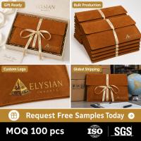 China Luxury Brown Suede Apparel Packaging Envelope Pouch With Ribbon Custom Logo Printing Velvet Envelope Clothing Dust Pouch With Satin Lining for sale