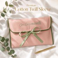 China Recyclable Cotton Twill Envelope Clothing Dust Pouch With Bow Custom Embroidery Logo Pink Cotton Twill Envelope Book Packing Bag for sale