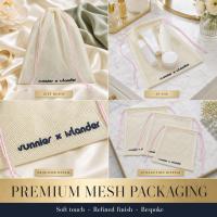 China Wholesale Beige Nylon Mesh Swimsuits Sneakers Storage Drawstring Pouch Custom Logo Nylon Toiletries Drawstring Travel Bag for sale