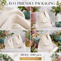 China Organic Muslin Cotton Candle Toiletries Storage Drawstring Bag Custom Logo Natural Cotton Drawstring Cosmetic Dust Pouch for sale