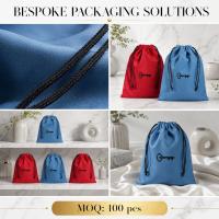 China Custom Logo Printing Suede Underwear Handbag Drawstring Pouch Soft Velvet Drawstring Dust Bag For Cosmetic for sale