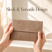 China Double Layer Suede Envelope Cosmetic Packaging Pouch With Emboss Logo Elegant Brown Velvet Jewelry Envelope Gift Bag for sale