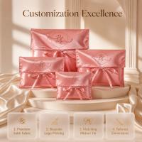 China Premium Rose pink Satin Envelope Packing Bag for Wig Lingerie Scarf Custom logo Printing Satin Clothing Envelope Gift Pouch for sale