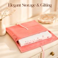 China Premium Rose pink Satin Envelope Packing Bag for Wig Lingerie Scarf Custom logo Printing Satin Clothing Envelope Gift Pouch for sale