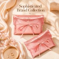China Premium Rose pink Satin Envelope Packing Bag for Wig Lingerie Scarf Custom logo Printing Satin Clothing Envelope Gift Pouch for sale