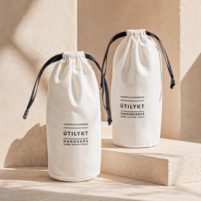 China Eco-friendly Cotton Linen Packing Bag for Toiletries Custom Round Bottom Cotton Linen Drawstring Hand Wash Dust Pouch with logo for sale