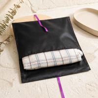 China Custom Screen Printing Satin Envelope Pouch With Bow Glossy Black Satin Envelope Packing Bag For Apparel Accessories for sale