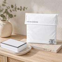 China Custom Embroidery Logo Velvet Double Layer Storage Bag With Flap Cover Large Clothing Blanket Bedding Organizer Wholesale OEM for sale