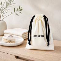 China Custom Printed Cotton Linen Drawstring Pouch With Black Cord Reusable Gift Bag For Pet Products Event Packaging Wholesale OEM for sale