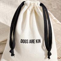 China Custom Printed Cotton Linen Drawstring Pouch With Black Cord Reusable Gift Bag For Pet Products Event Packaging Wholesale OEM for sale