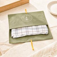 China Custom Logo Flap Cover Gift Bag with Ribbon Tie and Matching Drawstring Pouch for Tableware Event Packaging Wholesale OEM for sale