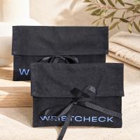 China Reusable Fabric Flap Packaging Pouch with Bow Ribbon Custom Branding for Fashion Accessories Event Gifts Wholesale OEM for sale