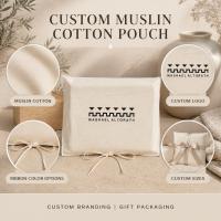 China Custom Logo Natural Muslin Cotton Full Flap Cover Gift Bag with Bow Wholesale Reusable Cotton Apparel Envelope Packaging Pouch for sale
