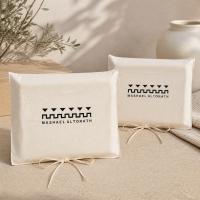 China Custom Logo Natural Muslin Cotton Full Flap Cover Gift Bag with Bow Wholesale Reusable Cotton Apparel Envelope Packaging Pouch for sale