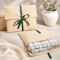 China Custom Logo Printing Velvet Envelope Clothing Storage Pouch With Ribbon High Quality Khaki Suede Envelope Bag for sale