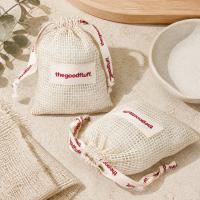 China Wholesale Organic Cotton Mesh Soap Toiletries Drawstring Storage Bag Custom Fabric Label Muslin Cotton Perfume Drawstring Pouch for sale