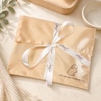 China Luxury Smooth Satin Envelope Wig Packaging Pouch with Ribbon Custom logo Printing Satin Envelope Cosmetic Gift Bag for sale
