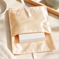 China Luxury Smooth Satin Envelope Wig Packaging Pouch with Ribbon Custom logo Printing Satin Envelope Cosmetic Gift Bag for sale