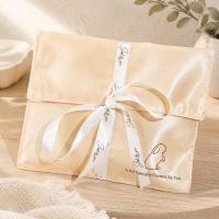 China Luxury Smooth Satin Envelope Wig Packaging Pouch with Ribbon Custom logo Printing Satin Envelope Cosmetic Gift Bag for sale