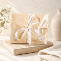 China Luxury Smooth Satin Envelope Wig Packaging Pouch with Ribbon Custom logo Printing Satin Envelope Cosmetic Gift Bag for sale