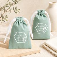 China Custom Logo Cotton Linen Drawstring Gift Pouch with Ribbon Closure Reusable Jewelry Cosmetic Wedding Favor Packaging Bag for sale