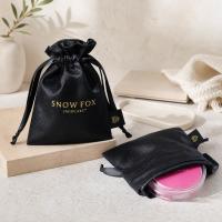 China Custom Matte Satin Drawstring Cosmetic Pouch With Fabric Label Luxury Black Satin Drawstring Packaging Bag For Perfume Jewelry for sale