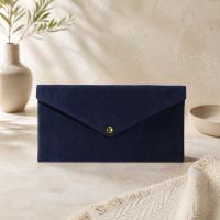 China Custom Logo Suede Envelope Pouch for Cosmetic Glasses Purse High Quality Velvet Envelope Gift Packaging Bag with Button for sale