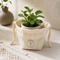 China Eco-friendly Canvas Drawstring Plant Packing Bag with square Bottom Custom Natural Cotton Canvas Drawstring Candle Dust Pouch for sale