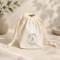 China Eco-friendly Canvas Drawstring Plant Packing Bag with square Bottom Custom Natural Cotton Canvas Drawstring Candle Dust Pouch for sale