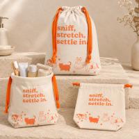 China Custom Printed Canvas Drawstring Backpack for Cat Lovers Pet Toys Daily Essentials Travel Storage Reusable Gift Packaging Bag for sale