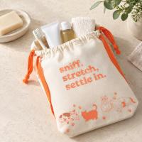 China Custom Printed Canvas Drawstring Backpack for Cat Lovers Pet Toys Daily Essentials Travel Storage Reusable Gift Packaging Bag for sale