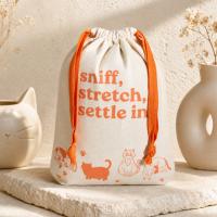 China Custom Printed Canvas Drawstring Backpack for Cat Lovers Pet Toys Daily Essentials Travel Storage Reusable Gift Packaging Bag for sale