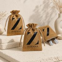 China Custom Organic Jute Drawstring Packing Pouch for Perfume Eco-friendly Jute Drawstring Candle Sachet Dust Bag with logo for sale