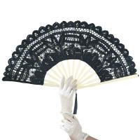 China Bamboo Hand Fan with Lace Printing - 27cm Closed Length, 49.5cm Opened Width for Weddings and Events for sale