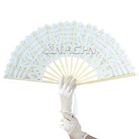 China Elegant Lace Wedding Hand Fan 27cm Closed 49.5cm Opened for Bridal Party Accessories for sale