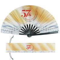 China 13 Inch Large Handheld Foldable Dance Fans with Custom Sublimation Printing on Bamboo - 33x66cm Size, 130g Weight for sale