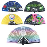China Custom 33cm Bamboo Wood Folding Hand Fan with UV Printing for Weddings & Events - 130g Lightweight Design for sale