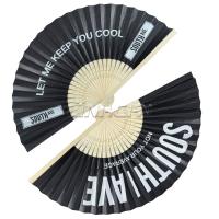 China Custom Bamboo Folding Silk Dance Fan 21cm x 38cm with Logo Printing for Promotional Events for sale