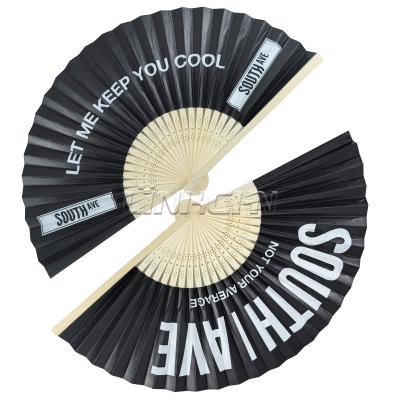 China Custom Bamboo Folding Silk Dance Fan 21cm x 38cm with Logo Printing for Promotional Events for sale