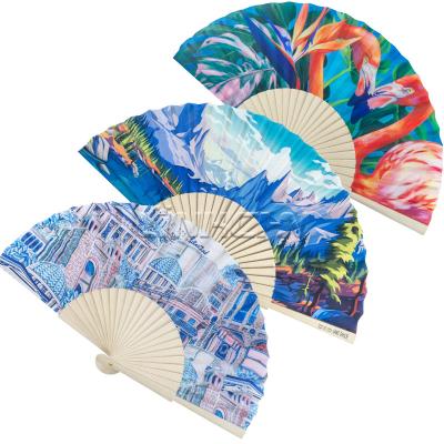 China Custom 23cm Wooden Hand Fan with Spanish Printed Pattern - 42cm Width, 50g Weight Bulk Wedding Favors for sale