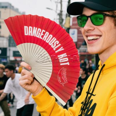China 23cm Wooden Hand Folding Fan with Custom Logo - 42cm Width, 50g Lightweight for Weddings & Events for sale