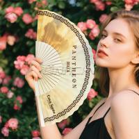 China Custom Wood Bamboo Spanish Hand Fan 23cm x 42cm with Logo Printing for Promotional Events and Weddings for sale