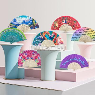China Custom Wooden Folding Fans 23cm x 42cm with Spanish Floral Design for Promotional Events and Parties for sale