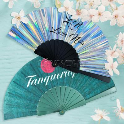 China Custom PVC Fabric Sublimation Plastic Hand Fan 23cm x 42cm with 60g Lightweight Design for Promotional Events for sale