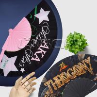 China 23cm Custom Printed Plastic Nylon Accordion Hand Fan - 42cm Width, 60g Weight for Promotional Events for sale