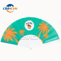 China 23cm PVC Custom Plastic Sublimation Folding Fan with Digital Printing - 60g Lightweight Promotional Item for sale