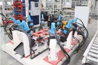 China Hwashi IBC Cage Frame Automatic Welding Machine Production Line Mesh Unloading Mechanical Arm Base Frame Welding Machine for sale