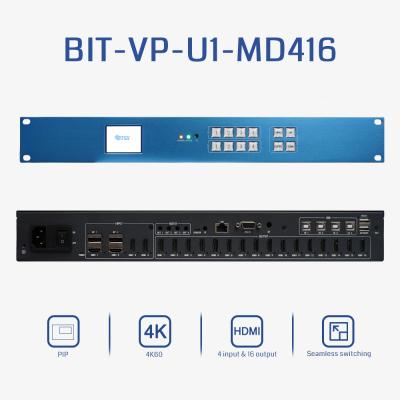 China Bitvisus 1U RACK PIP Seamless Switching HDMI Switcher Matrix 4K60 4*4 LCD LED TV Video Wall Controller ProcessorBIT-VP-U1-MD416 for sale