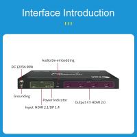 China 8K60 Multi-Screen Expander with 1 in 4 Out 4K60 HDMI Output and 8K60 Input Resolution for High Clarity Video Wall Control for sale