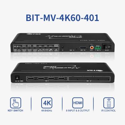China 1 in 4 Out Video Wall Controller with 4K60 Output Multi Display Modes and RS232 Control for Command Center for sale